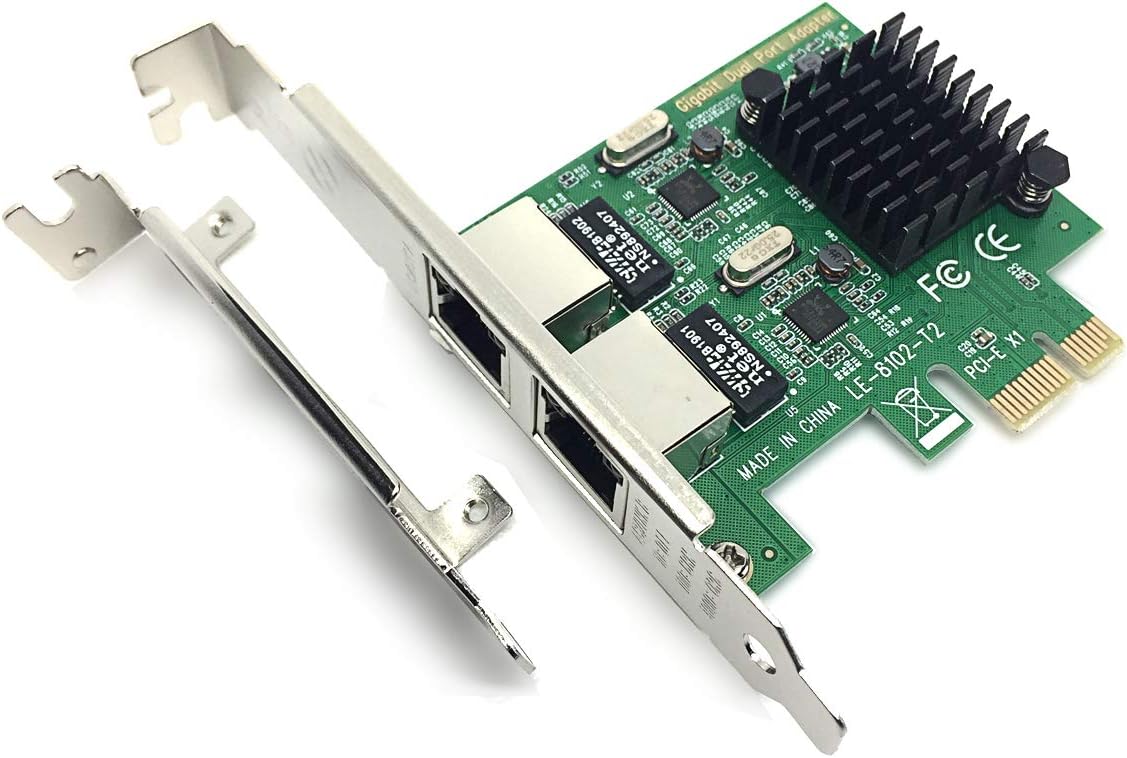 Glotrendos Tarjeta de Red RJ45 Gigabit Ethernet PCI Express/PCIE de 2 Puertos, 10/100 / 1000mbps ...