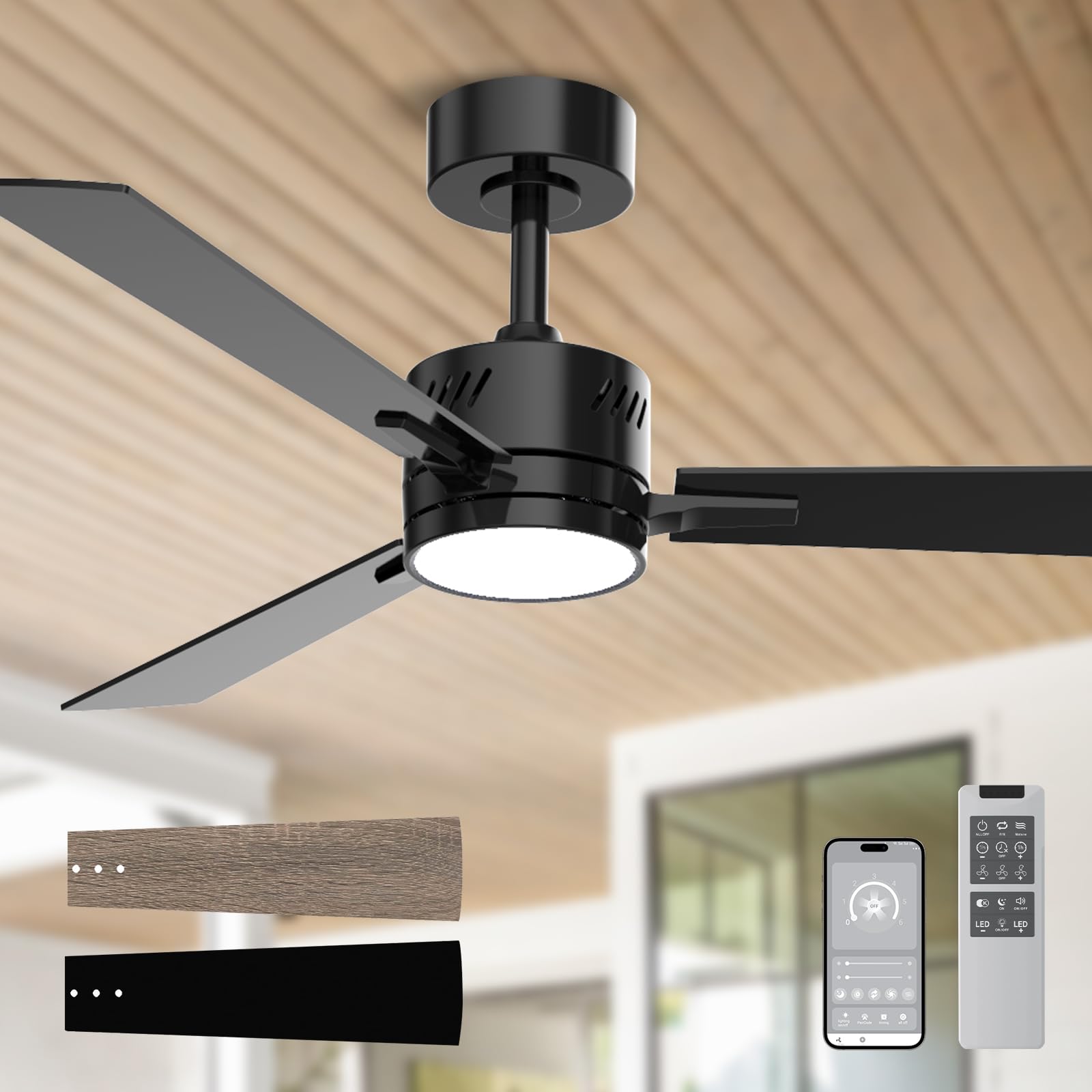 AHAWILL 42 inch Ceiling Fan with Light,Ceiling Fans with Lights and ...