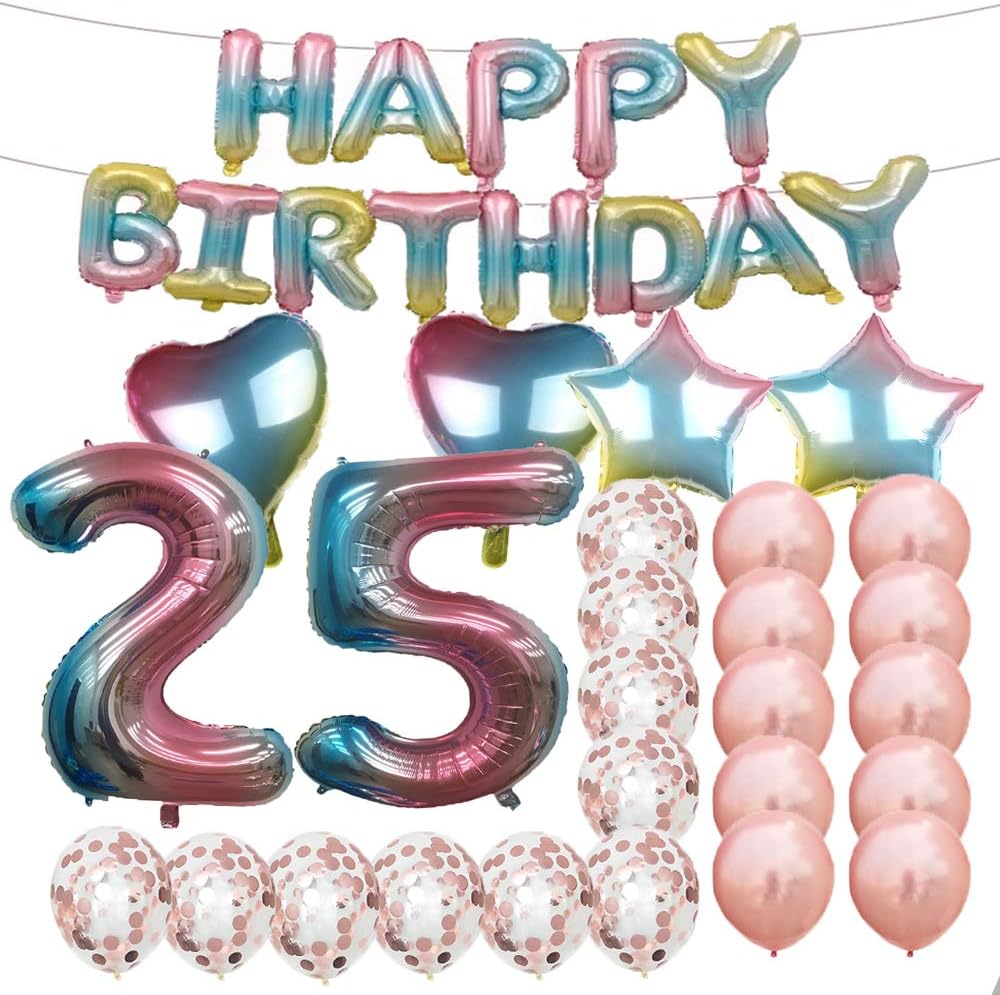 Amazon.com: Sweet 25th Birthday Decorations Party Supplies,Rainbow ...