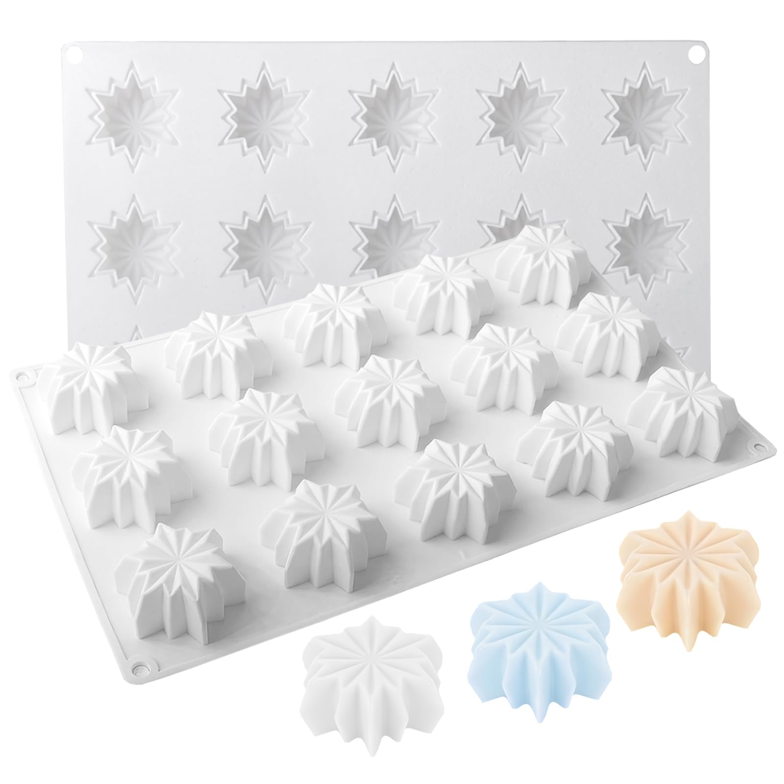 Snowflake Silicone Molds 15 - Cavities Snowflake Christmas Silicone ...