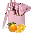 Amazon.com: 19 Pcs Kitchen Cooking Utensils and Knife Set with Block ...