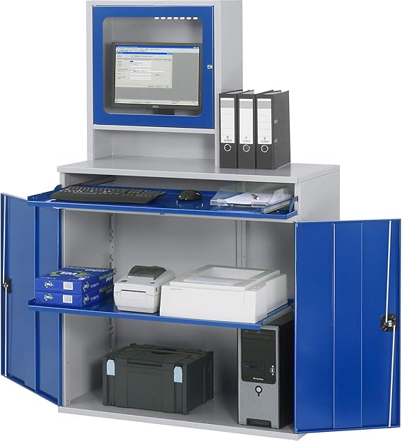 RAU Computer-Arbeitsstation - Monitorgehäuse, 1 Ausziehboden, lichtgrau ...