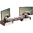 Amazon.com: HUVIBE Dual Monitor Stand Riser,3 Shelf Computer Monitor ...
