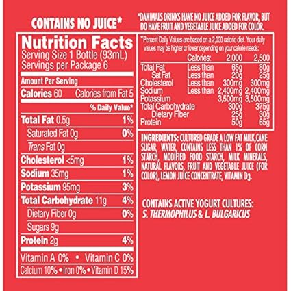 Danimals Drinkable Yogurt Nutrition Facts | Besto Blog