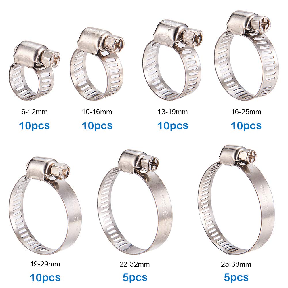 Incrreasy Abrazadera de manguera ajustable de 6 a 38 mm de acero inoxidable para manguera ...