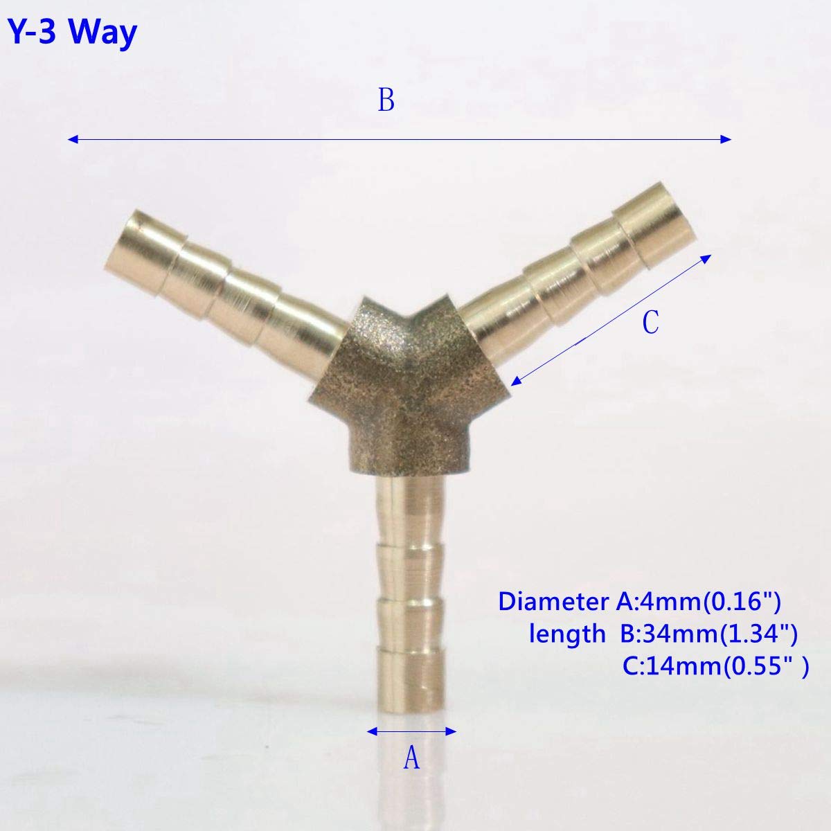 4mm Barb x 4mm Barb x 4mm Barb Y-Shaped 3 Way Brass Hose Barb Fitting ...