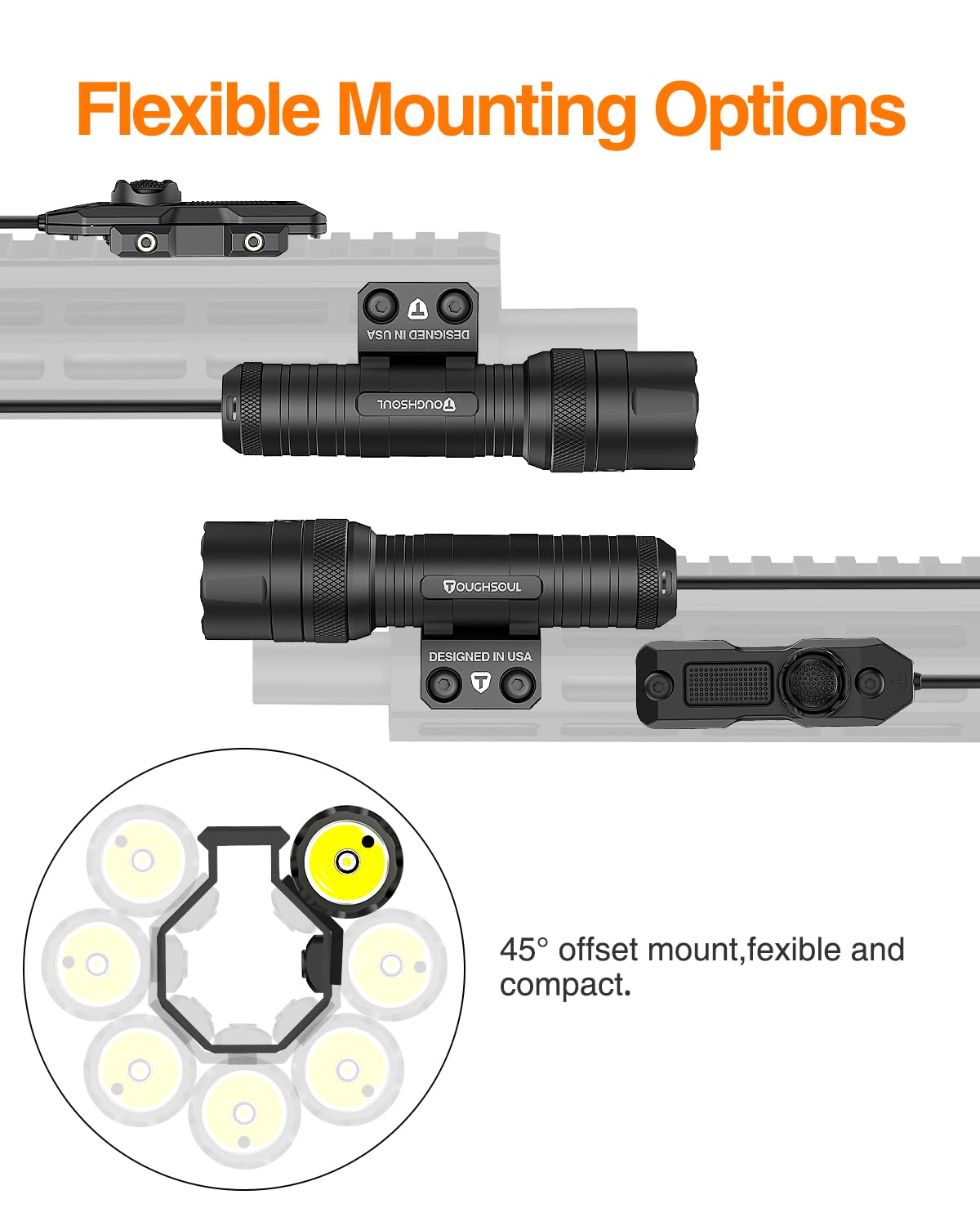 Mua TOUGHSOUL Mlok Green Laser Tactical Flashlight 1250 Lumens, Rechargeable Flashlight with ...