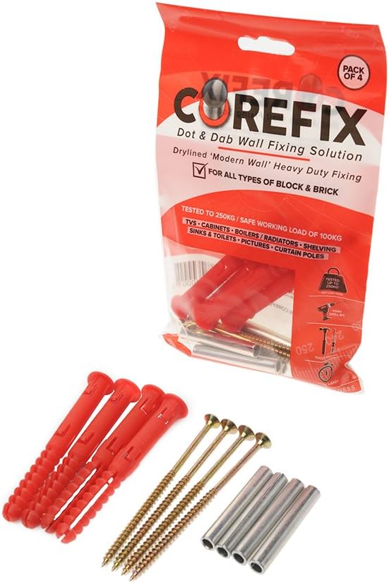 Corefix Heavy Duty Dot & Dab Wall Fixing for Flat Screen TVs, Wall ...