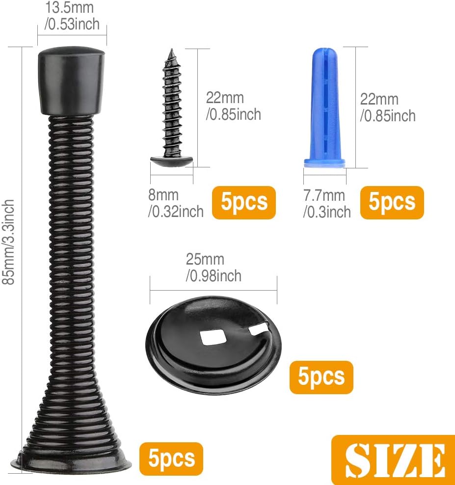 Spring Door Stop 5 Pack Stainless Steel Door Stoppers Door Stop Wall ...