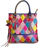 Amazon.com: Segater Women's Big Multicolor Tote Handbag Genuine Leather ...