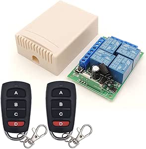 DieseRC DC 12V Wireless Relay Remote Control Switch 433MHz RF 4 ...