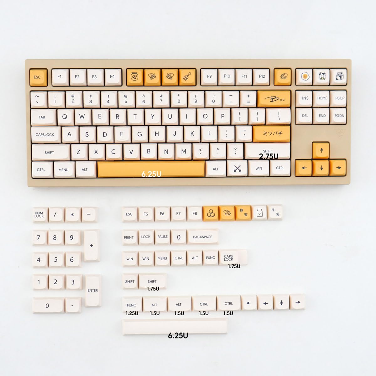 Mua PBT Keycaps 137 Keys XDA Profile DYE-SUB Personalized White Yellow ...