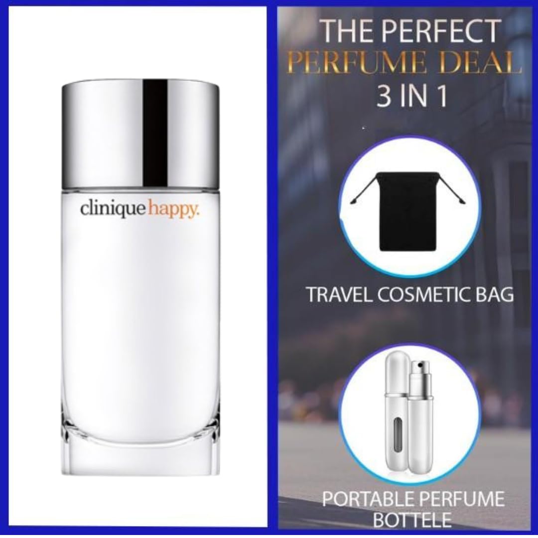 FLORAH Bundle Of C͏͏l͏͏i͏͏n͏͏i͏͏q͏͏u͏͏e͏͏ Happy For Women Eau De Parfum Spray 3.4 Ounce (3.4 Fl ...