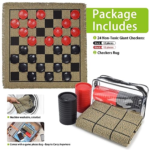 Giant Checkers Set - 3 in 1 Tic Tac Toe Game Board for Adults and Kids ...