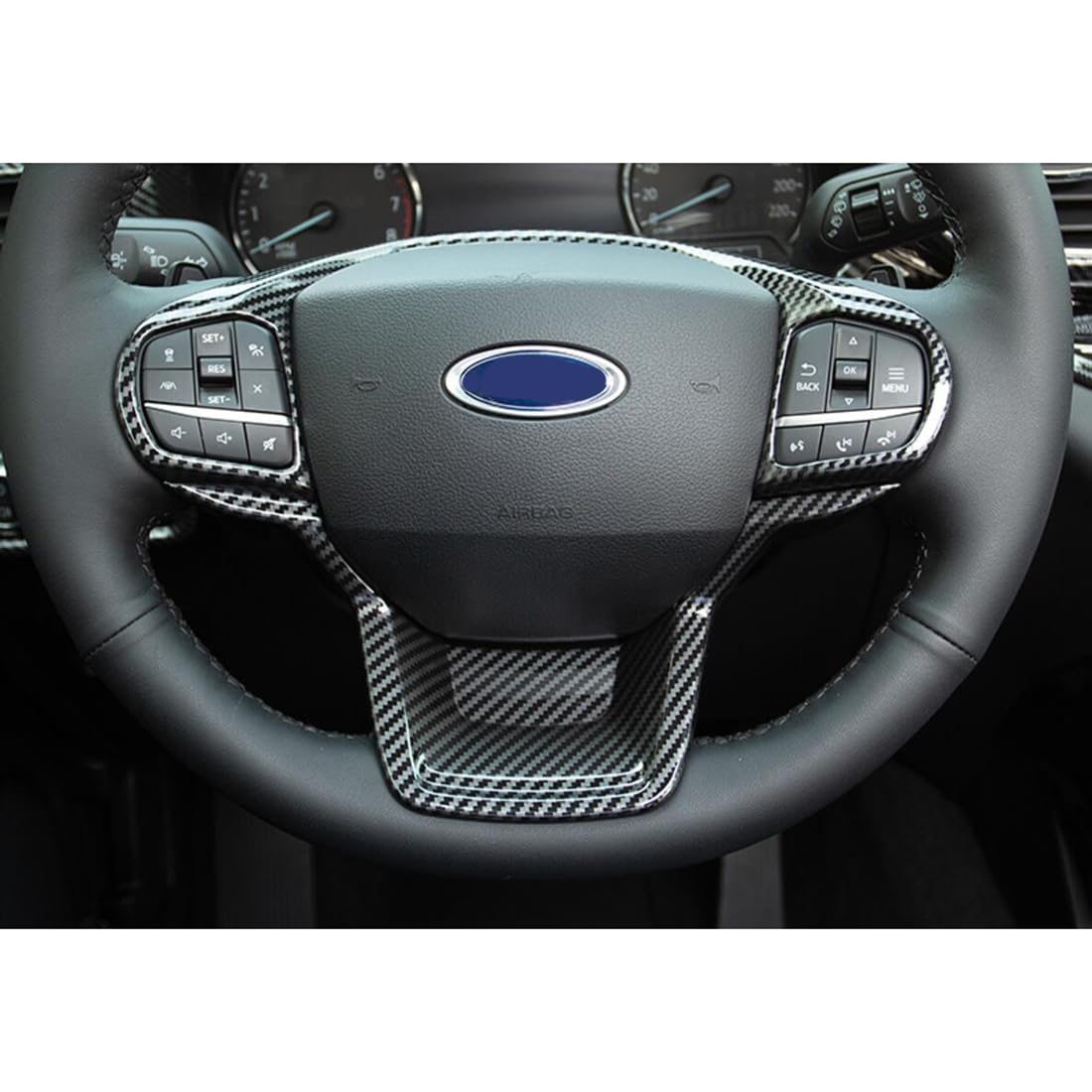 RUIHE 2pc Carbon Fiber Folor Steering Wheel Cover Trim Fit for Ford ...
