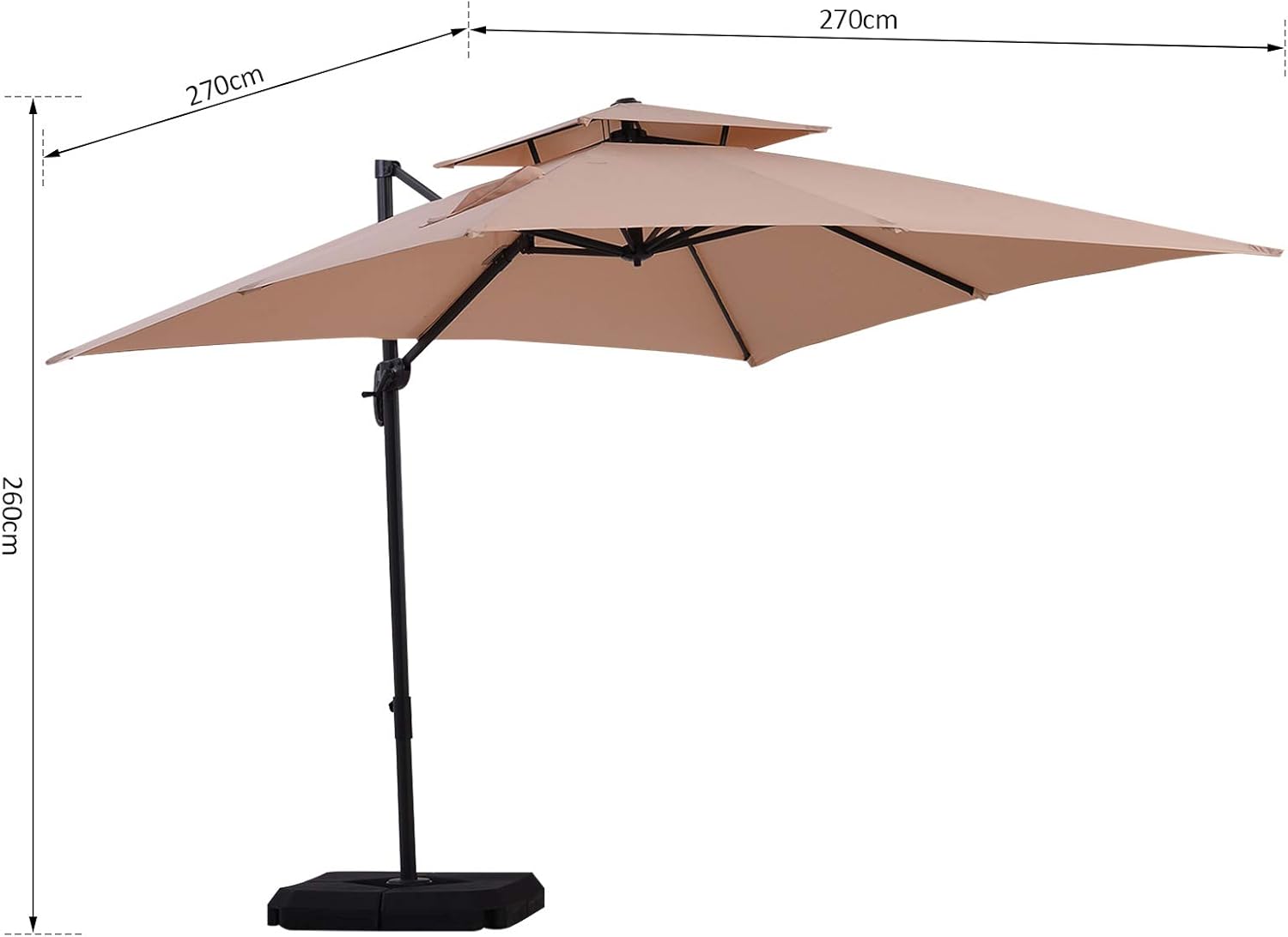 Outsunny Cantilever Parasol 360 Degree Rotation Angle Adjustment ...