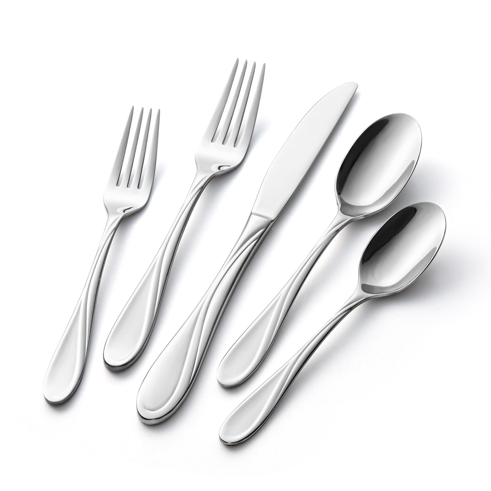 HIKAA Fibonacci 40PCS Flatware Set, Heavy Duty Silverware Set Stainless ...