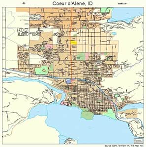 Amazon.com: Large Street & Road Map of Coeur d'Alene, Idaho ID ...