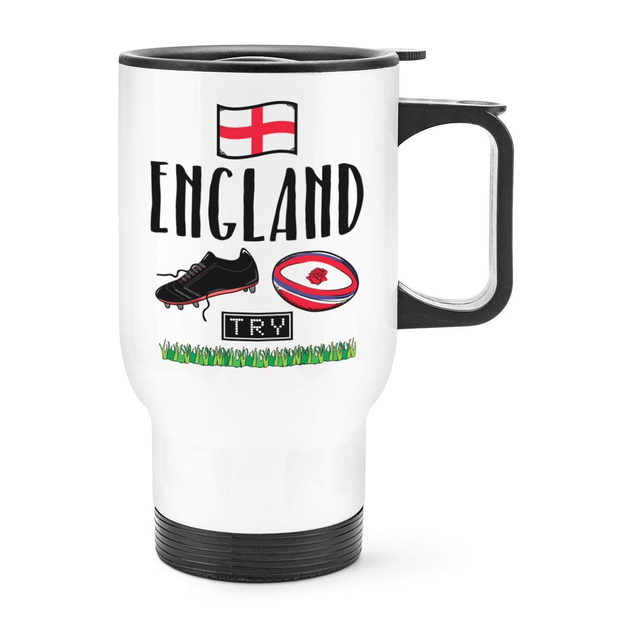 Rugby England Travel Mug Cup with Handle: Amazon.co.uk: Kitchen & Home