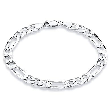 Buy Silver Style Men's and Boy's 925 Sterling-Silver Bracelet Figaro ...