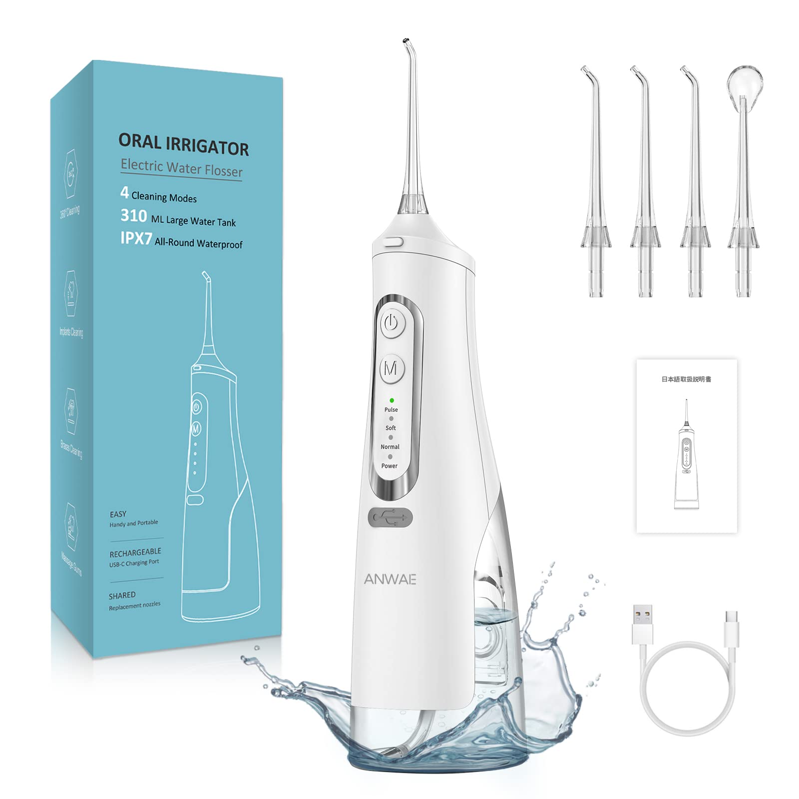 Mua ANWALE Oral Washer, Jet Washer, 4 Replacement Nozzles, 4 Different ...