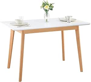 Amazon.com - GreenForest Dining Table Modern Rectangular Top with Solid ...