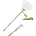 Amazon.com : MLTOOLS Garden Leaf Rake | 64-inch Adjustable Garden Rake ...