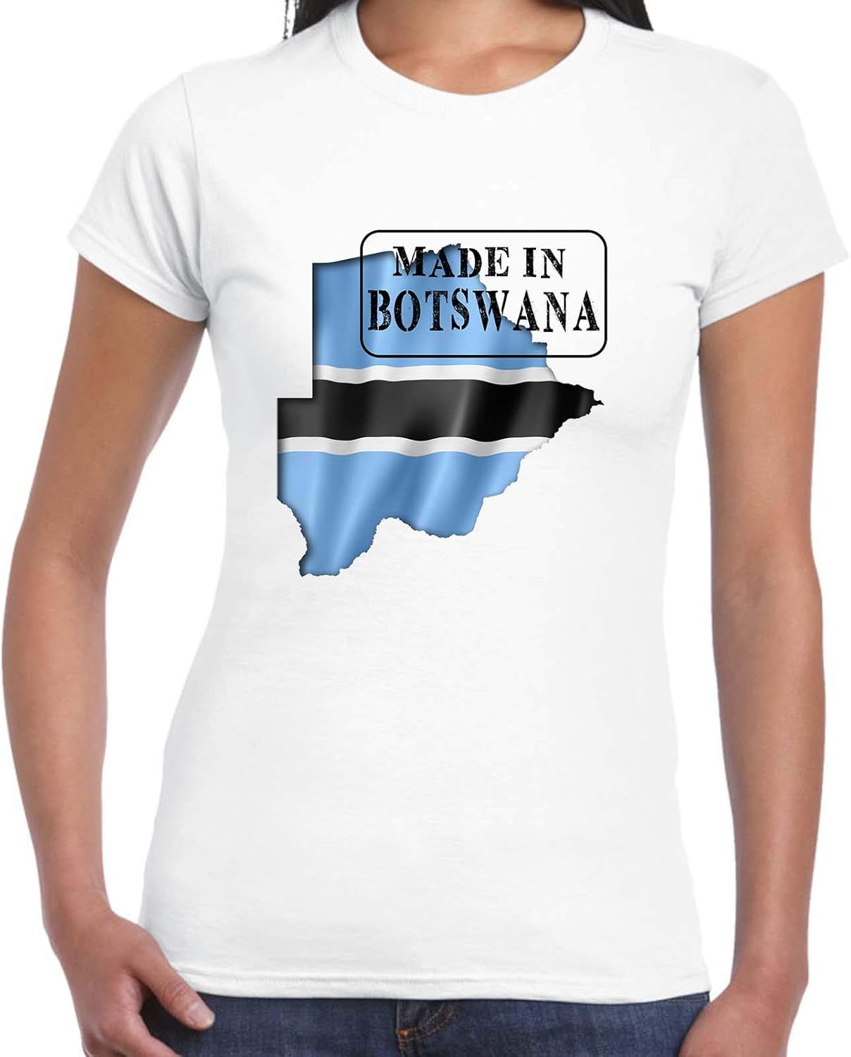 Ladies Made in Botswana T Shirt - Flag and Map, Country, Gift, Tee ...