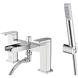 ENKI Black Bath Filler Mixer Taps Shower Square Waterfall Designer ...