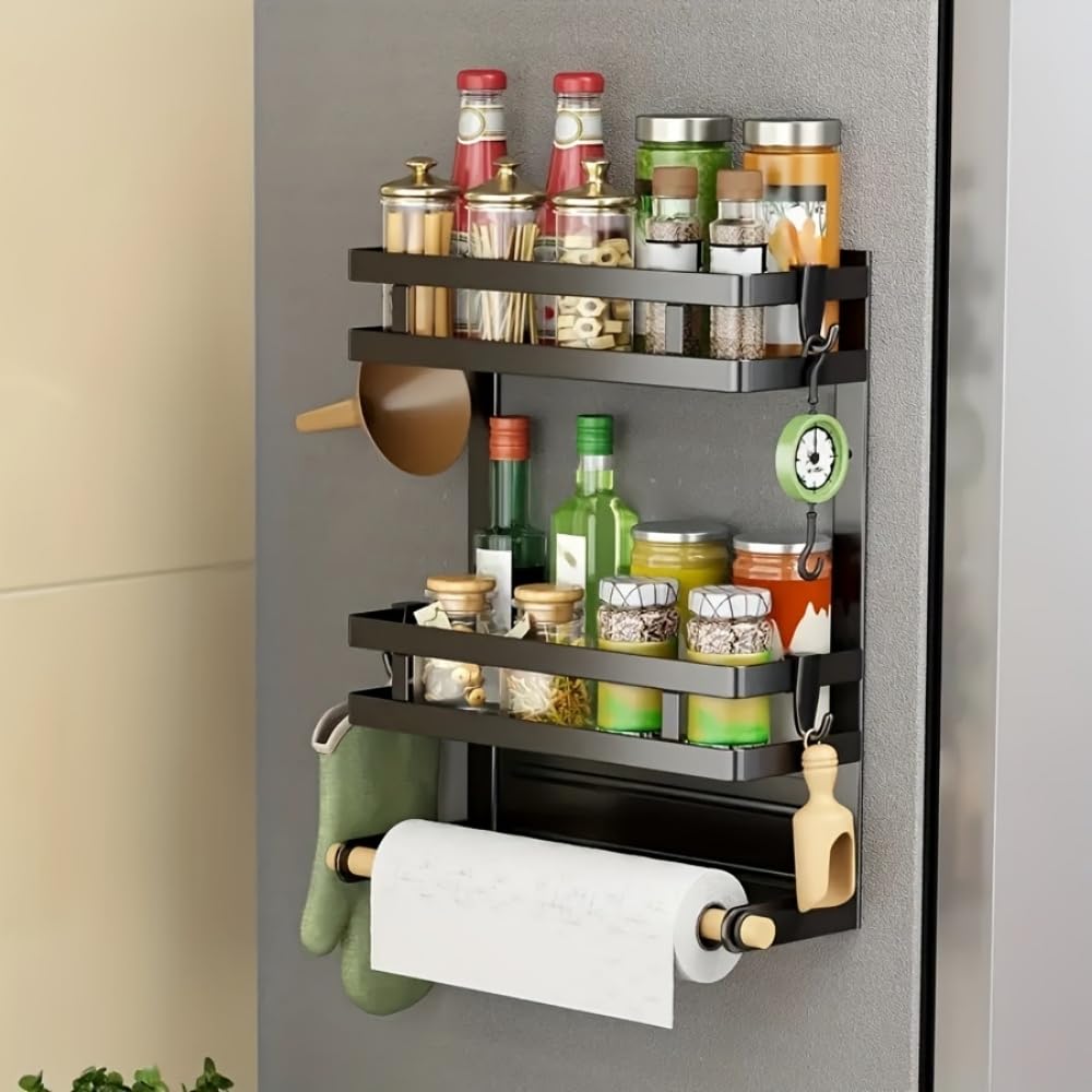 PTAEXCEL Magnetic Spice Rack for Refrigerator, Magnetic Shelf for ...
