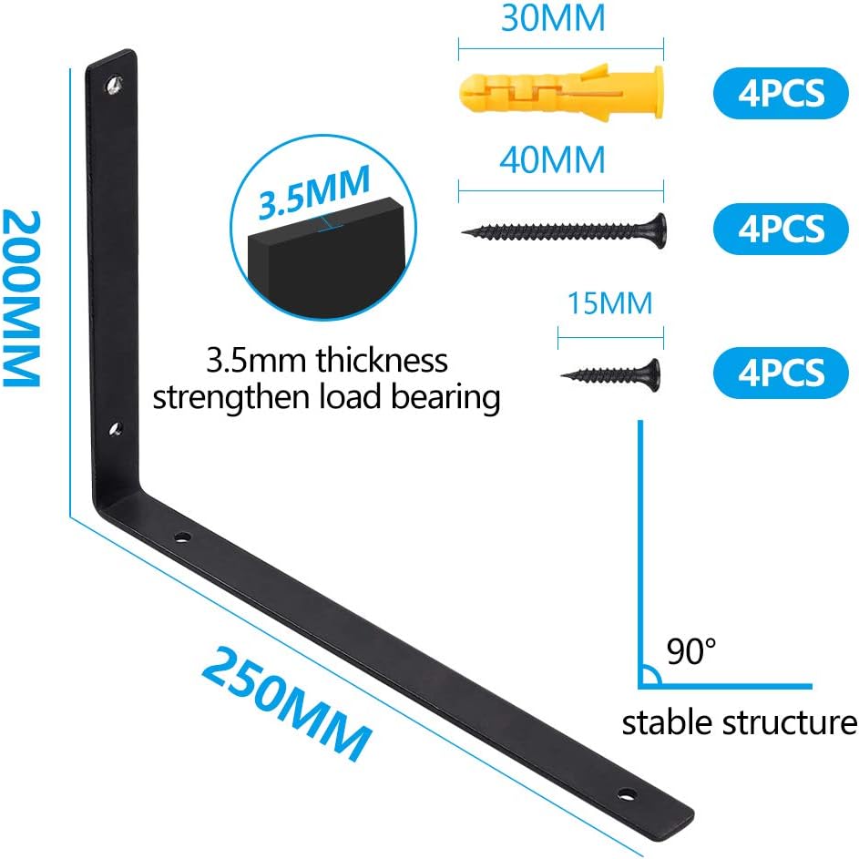 2 Pcs Wall Shelves Brackets Floating Shelf Brackets Supports Screws and ...