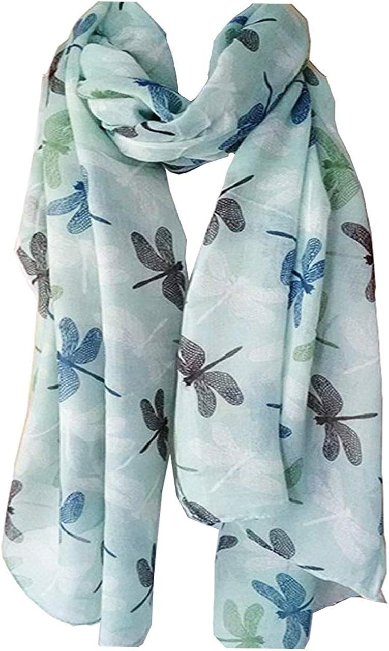 Dragonfly Scarf, Womens Dragon fly print scarves, Soft Light Green ...
