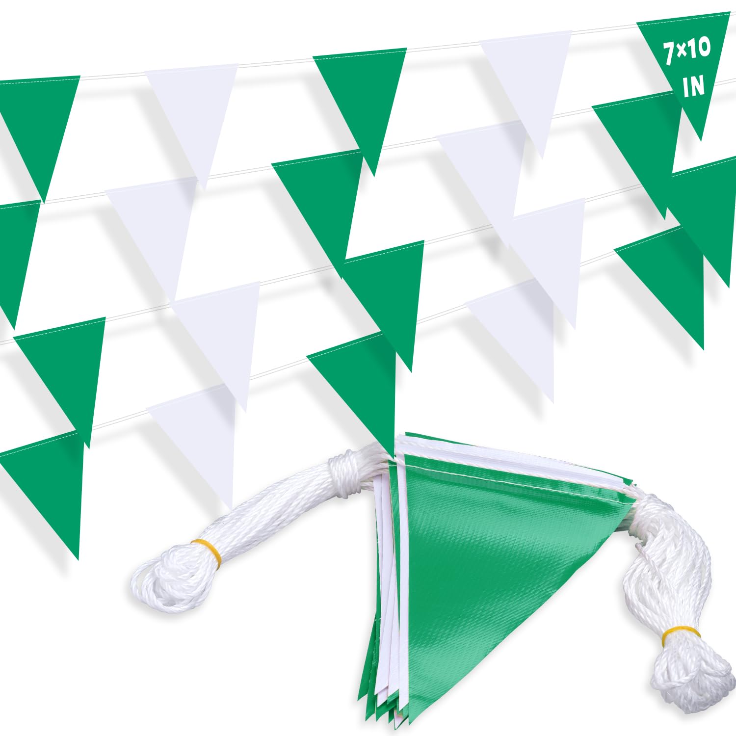 Mua 105ft Green and White Pennant Banner Flags, 7"x10" Fluorescent ...