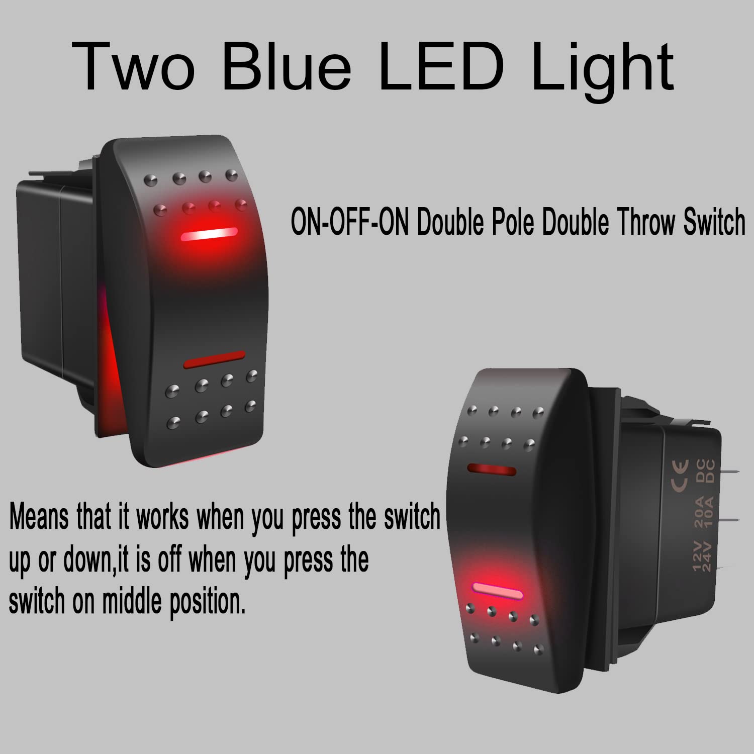 Mua Waterproof Rocker Switch Toggle - ON/Off/ON Red LED Light - 12V ...