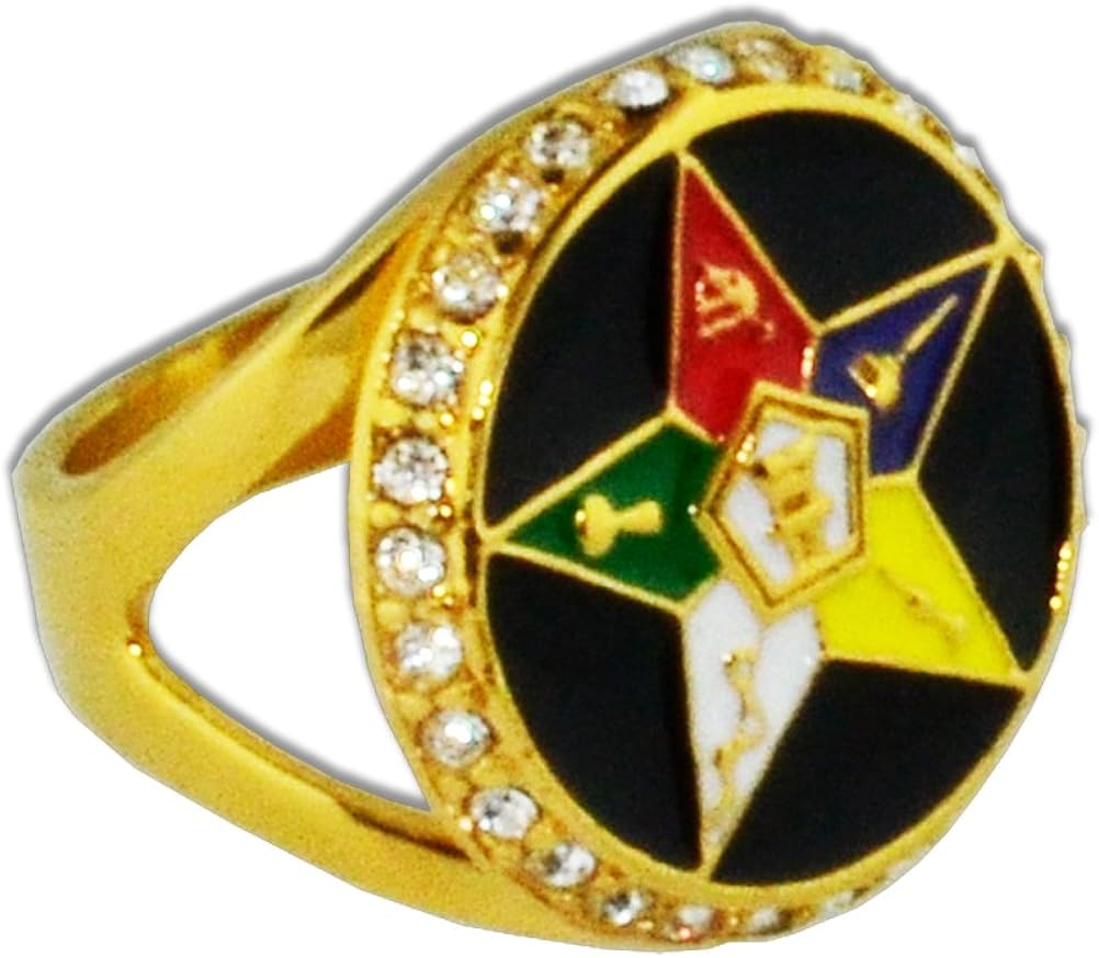 Amazon.com: Order of The Eastern Star Ring - Gold Color Black Orb Steel ...