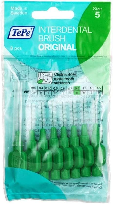TePe Interdental Brushes 0.8mm Green – 3 Packets of 8 (24 Brushes ...