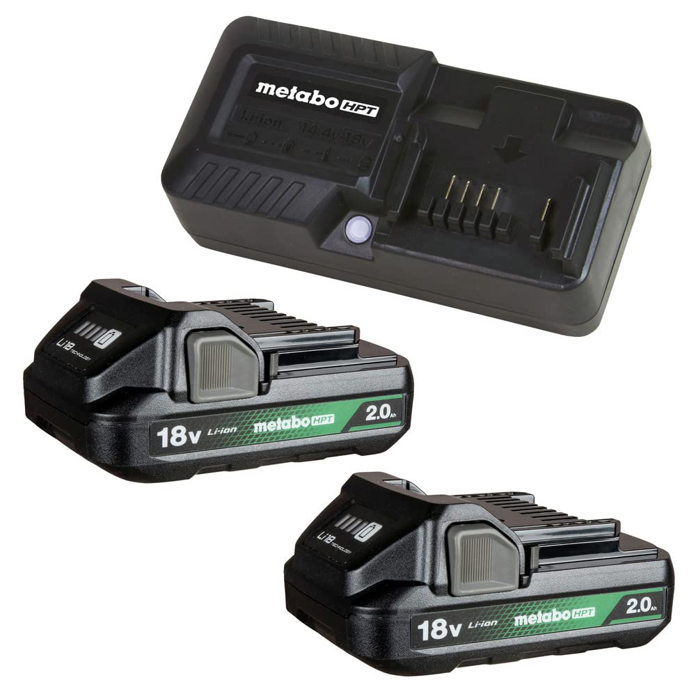 Metabo HPT 18V 2-Pack Batteries and Charger Kit | 2.0 Ah Batteries ...