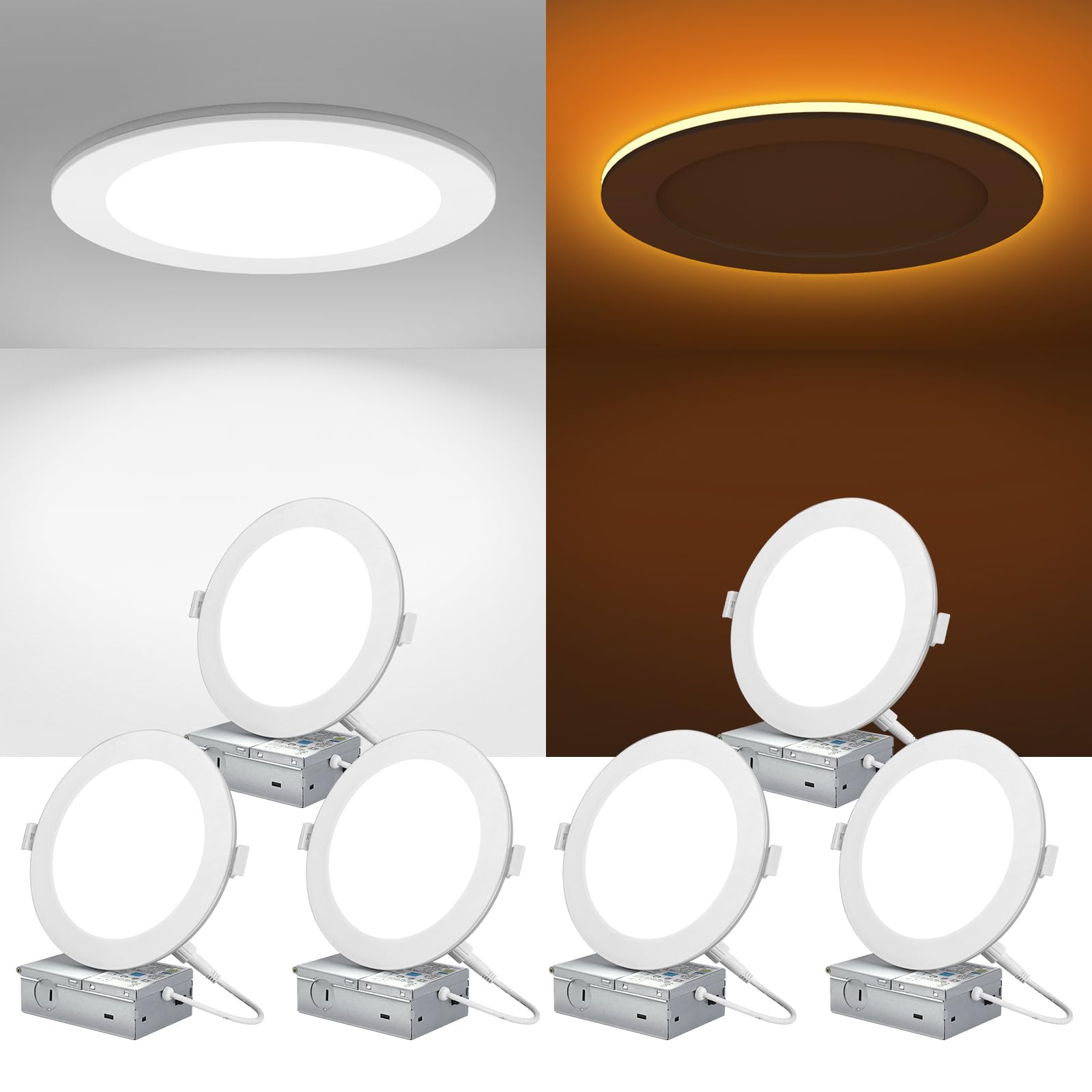 ZYC Canless LED Recessed Lighting 6 Inch 6 Pack 5CCT Ultra-Thin ...