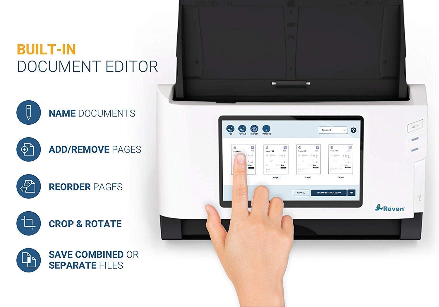 Raven Original Document Scanner - Huge LCD Touchscreen, Color Duplex ...
