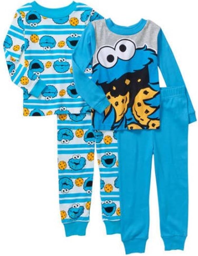 Amazon.com: Sesame Street Cookie Monster Boy 4 PC Long Sleeve Tight Fit ...
