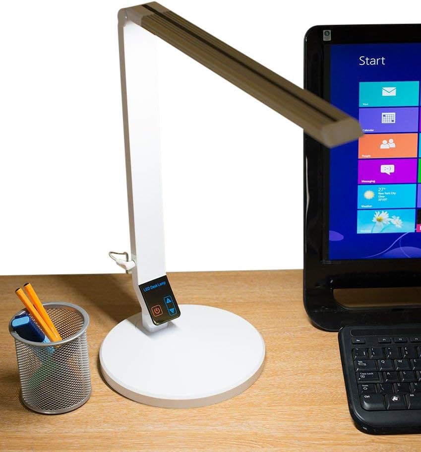 Modern Slim LED Desk Light/lamp - Cool-Touch - in White & Silver ...