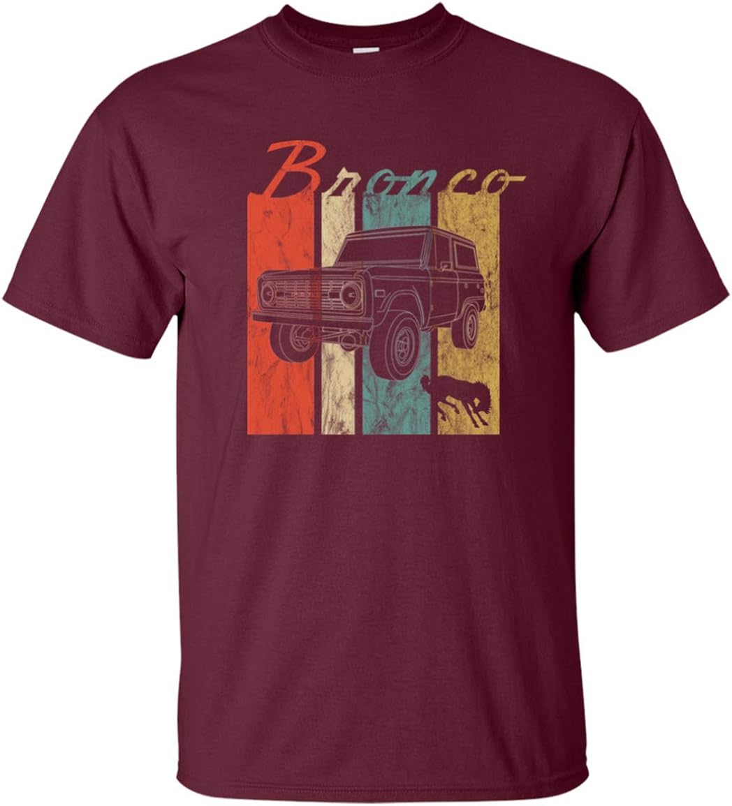 Men's Classic Ford Bronco T Shirt Original 4x4 Retro Worn Graphic Tee ...