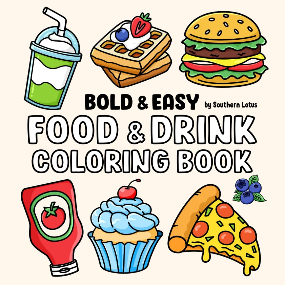 Mua Food & Drink: Coloring Book with Bold and Easy Drawings of Food ...