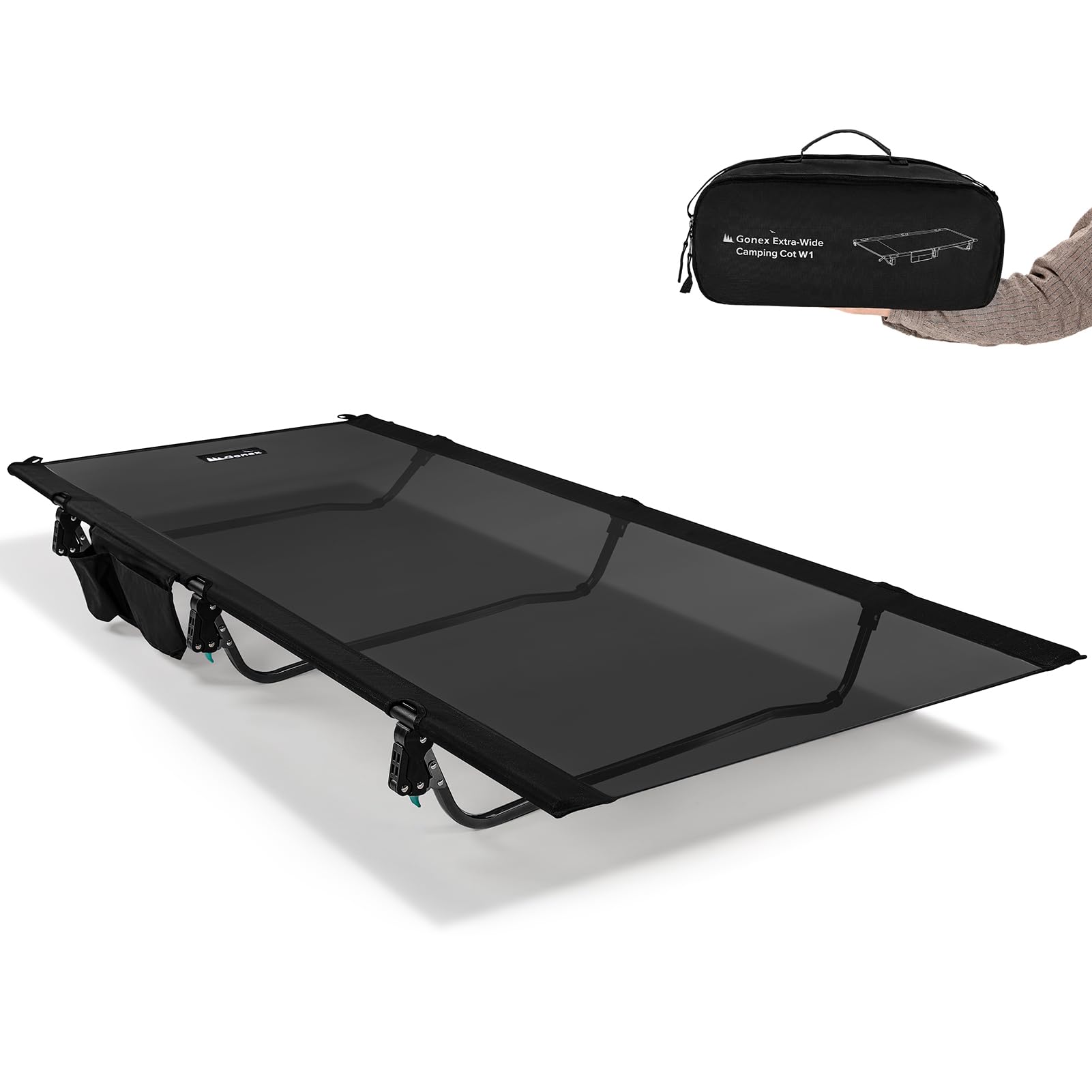 Gonex 31.5" Extra Wide Camping Cot with Breathable Mesh Fabric Supports ...
