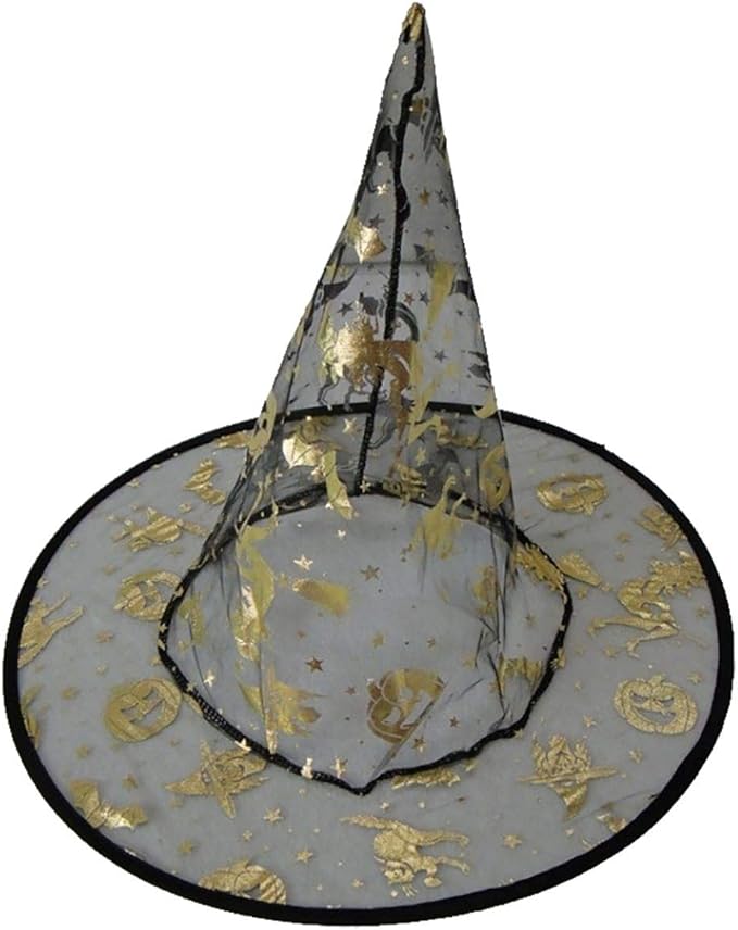 Womens Hen Night Black Scary Witch Hat With Print Ladies Halloween ...