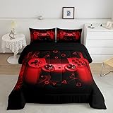 Amazon.com: Feelyou Red Gaming Comforter Set Queen Size Gamer Comforter Teens Boys Video Game ...