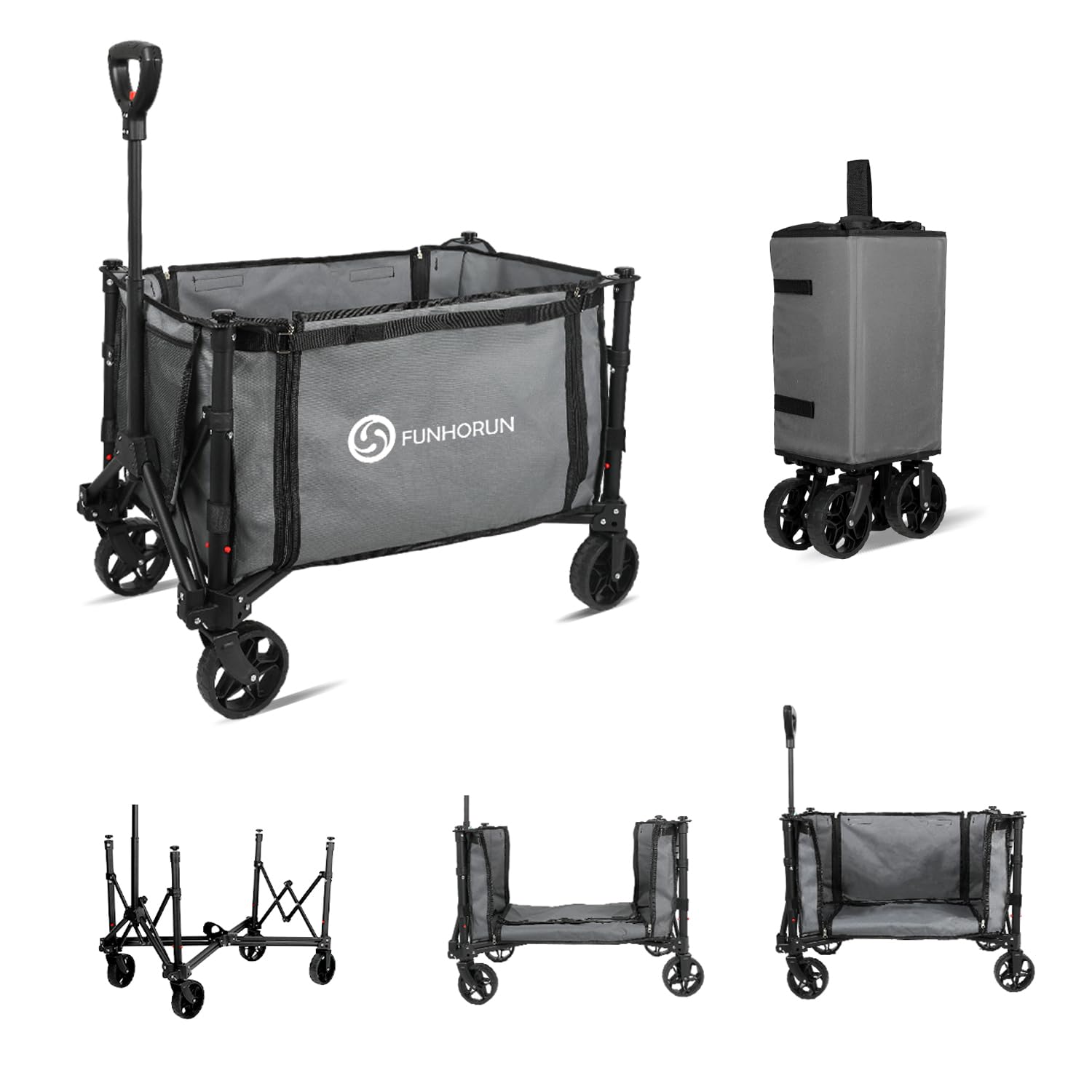 FUNHORUN Heavy Duty Collapsible Wagon Carts, Compact Folding Utility ...