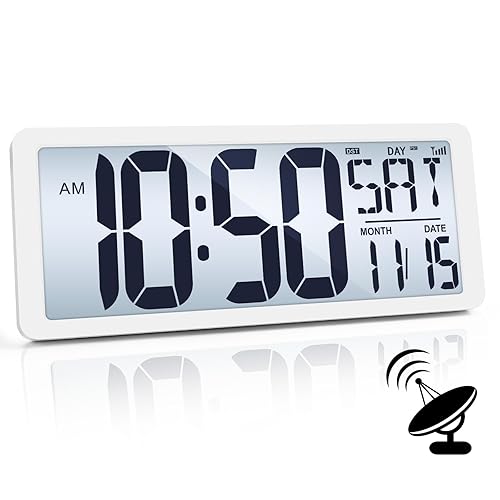 TXL Atomic Clock with Backlight, 14.2" Digital Wall Clock Large Display ...