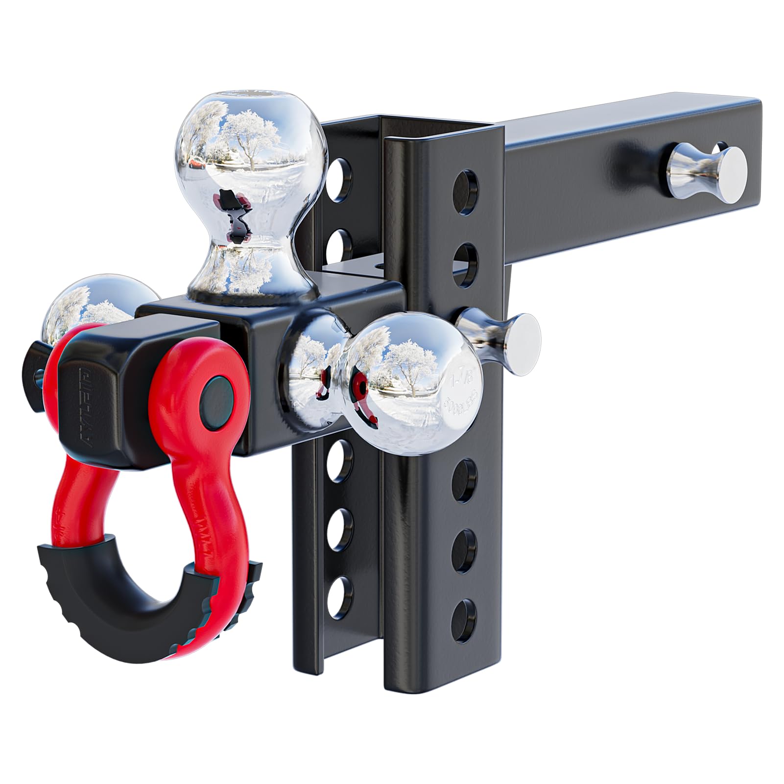 Ayleid Trailer Hitch Tri-Ball Mount with Hook&Pin&Rotatable Tow Shackle ...
