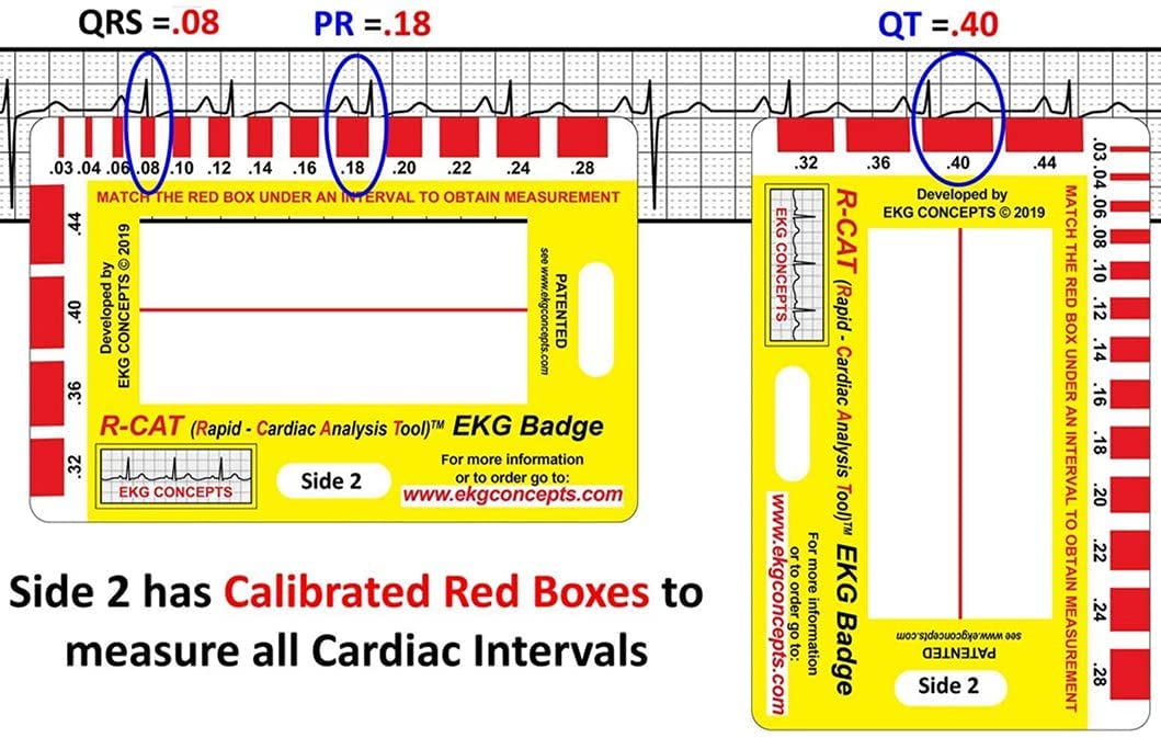 Mua R-CAT EKG Badge Card – Accurately Interpret ECG/EKG Rhythm Strips and 12 Lead EKG without ...